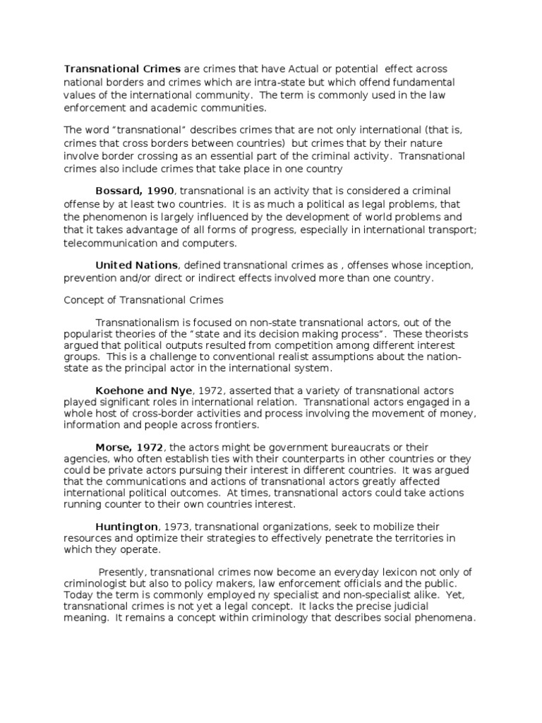 Transnational Crimes | PDF | Illegal Drug Trade | Money Laundering