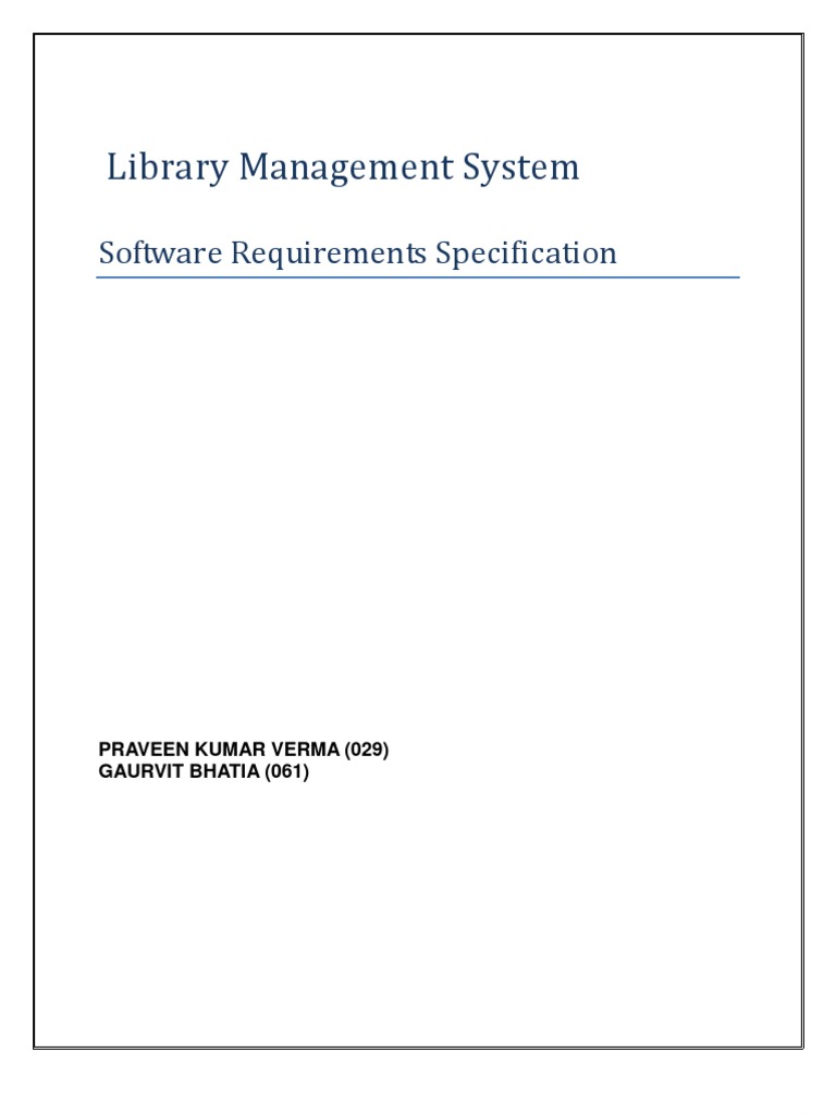 Library Management System SRS | PDF | Libraries | User (Computing)