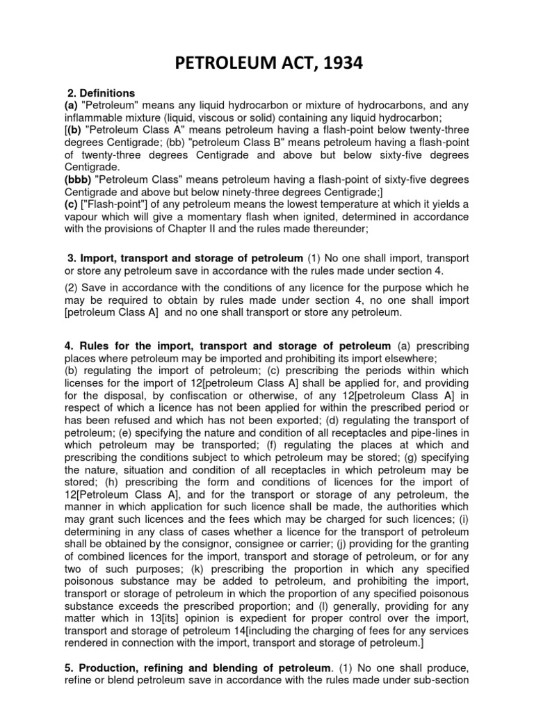 Petroleum Act 1934 and Rules 2002 | PDF | Electrical Wiring | Petroleum