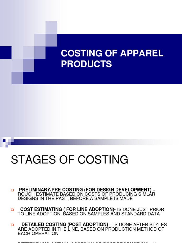 Costing of Apparel Products | PDF | Cost | Clothing