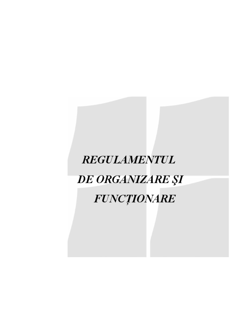 Regulament de Organizare Si Functionare | PDF