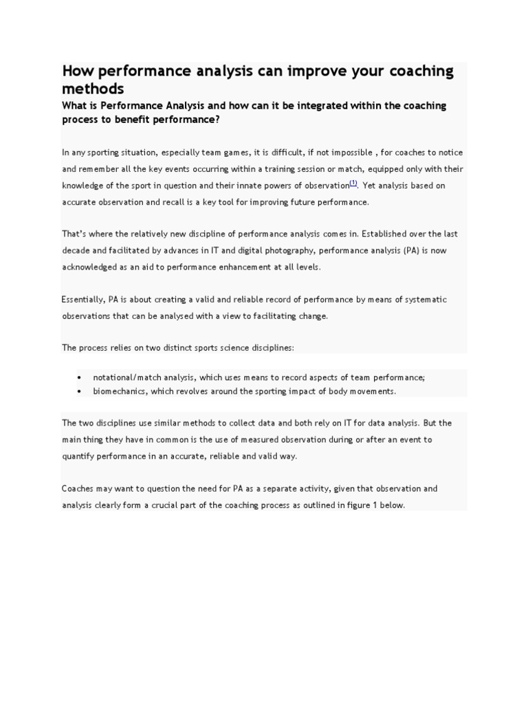 How Performance Analysis Can Improve Your Coaching Methods | PDF ...