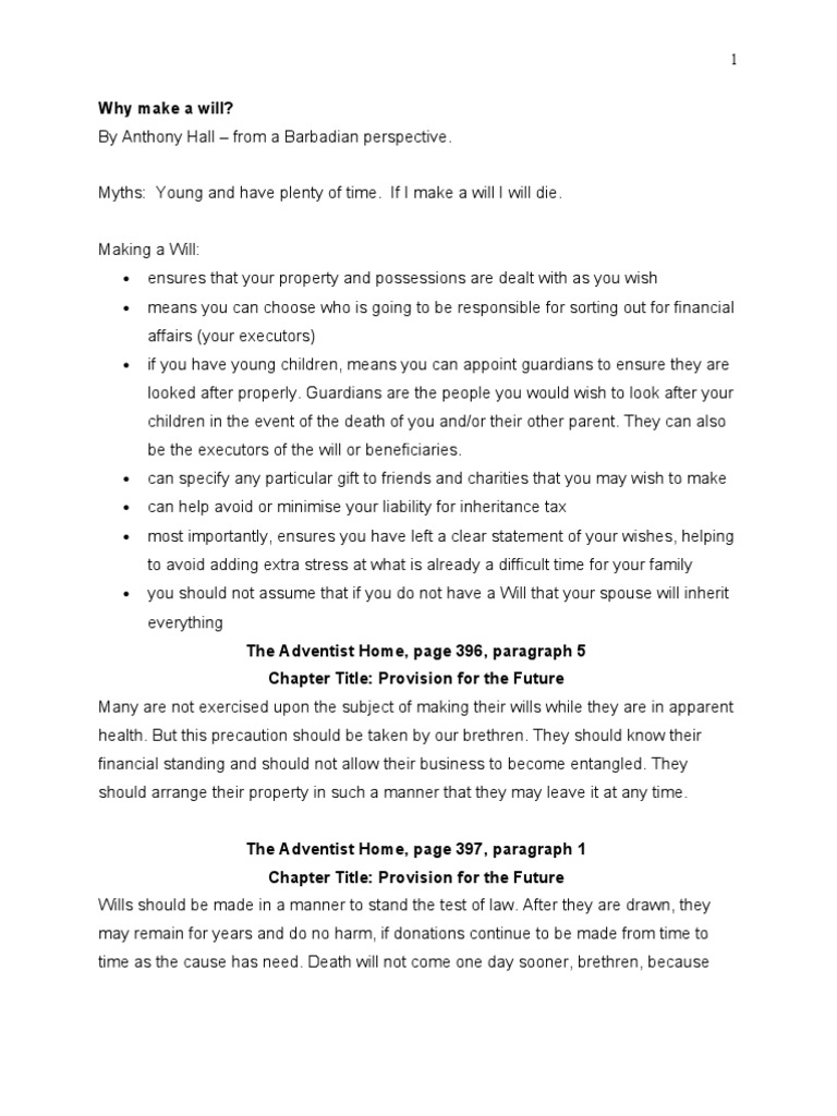 Importance of Making a Will in Barbados | PDF | Will And Testament ...