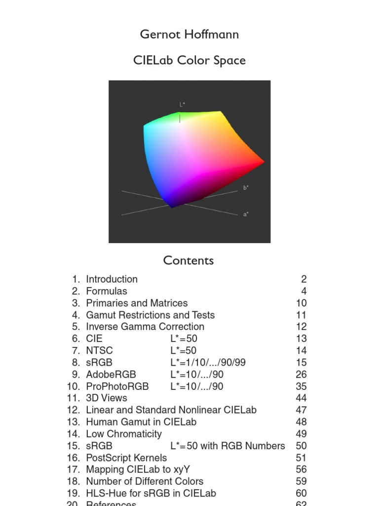 CIELab Color Space Overview | PDF