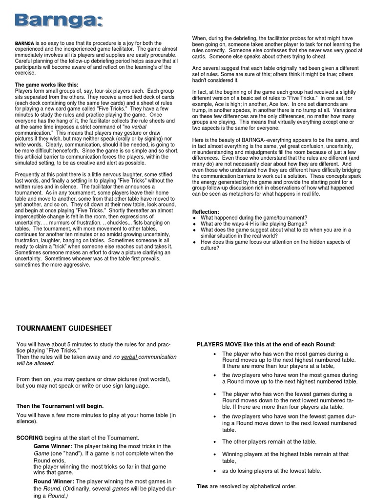 How To Play Barnga | PDF | Playing Cards | Card Games