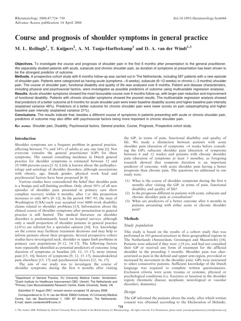 Shoulder Symptoms (GP) | PDF | General Practitioner | Pain