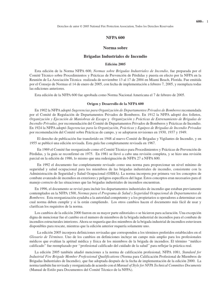 Nfpa 600 | PDF | Administración de Seguridad y Salud Ocupacional ...