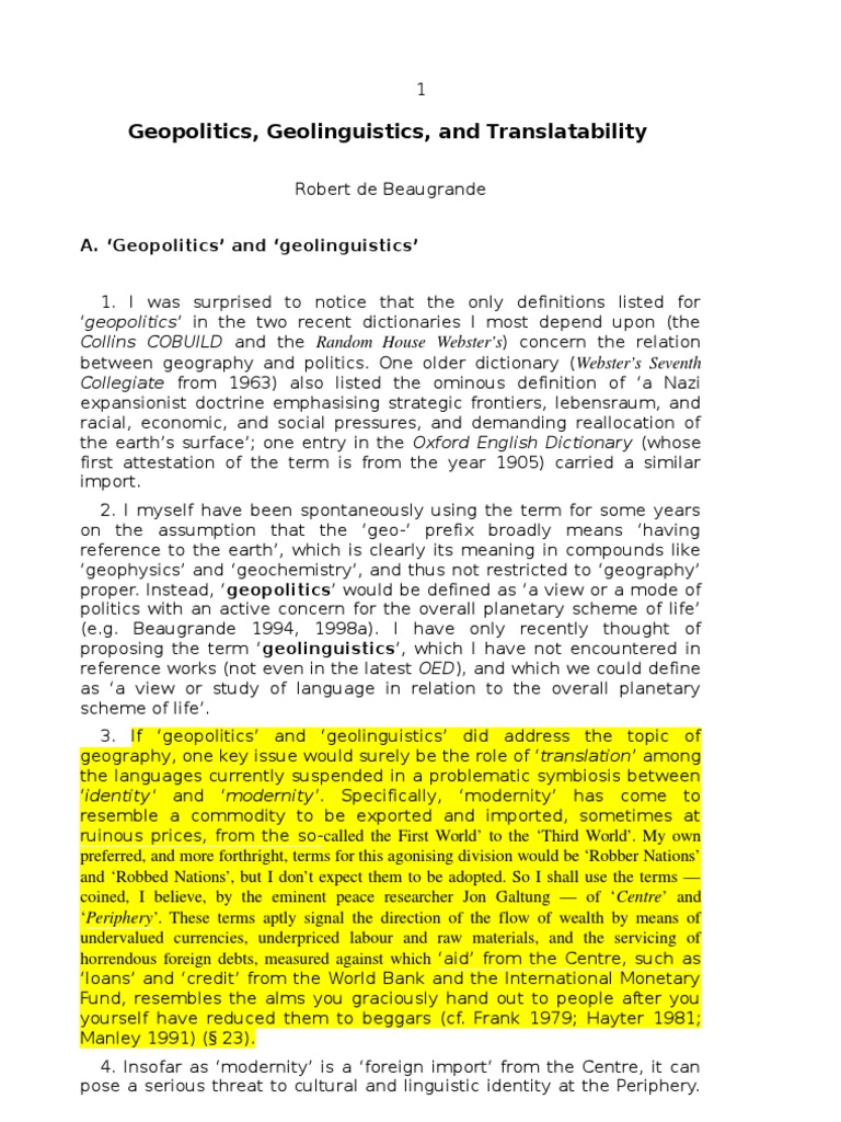 Geopolitics and Geolinguistics | PDF | Verb | English Language