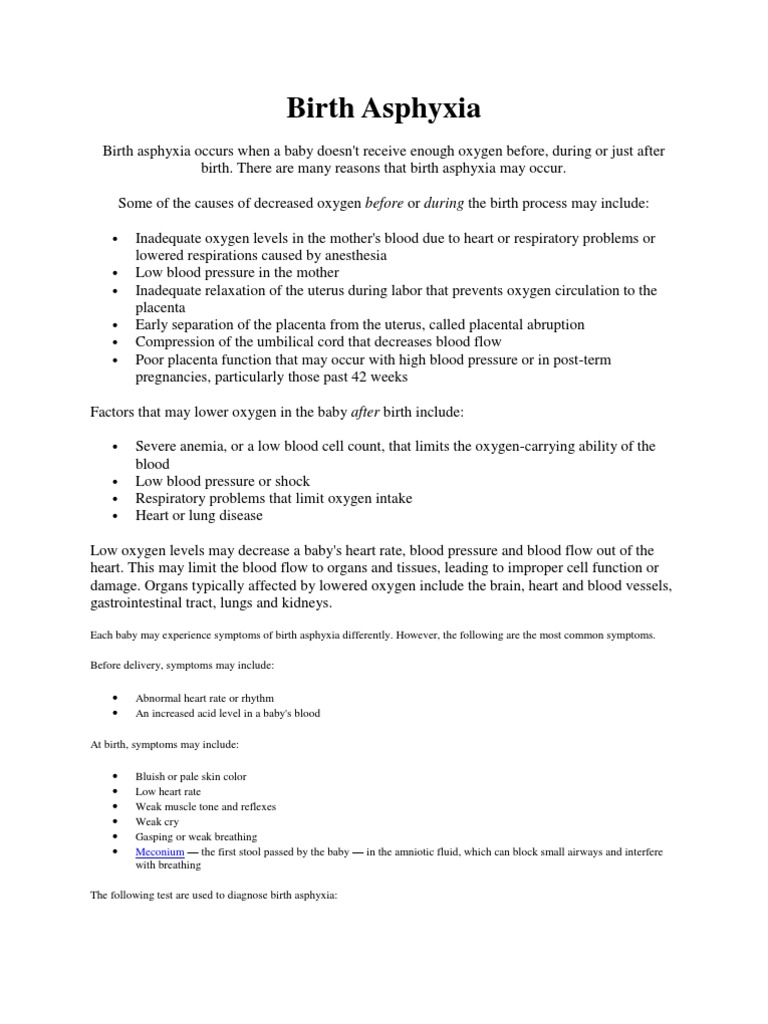 Birth Asphyxia | PDF | Respiratory System | Blood