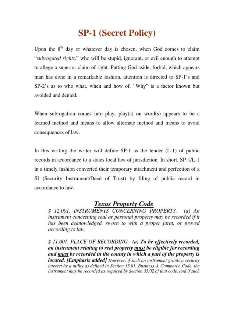 Secured Party Secret Policy | PDF | Mortgage Law | Property