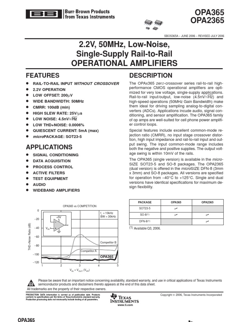 OPA2365 Burr Brown | Amplifier | Operational Amplifier