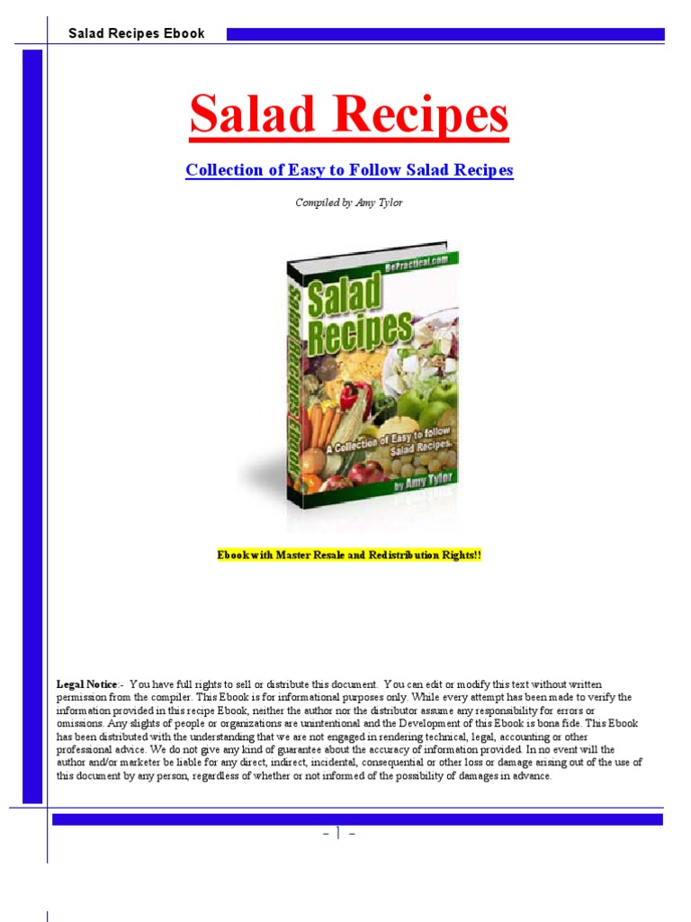 Collection Of Easy To Follow Salad Recipes Pdf Mayonnaise Salad
