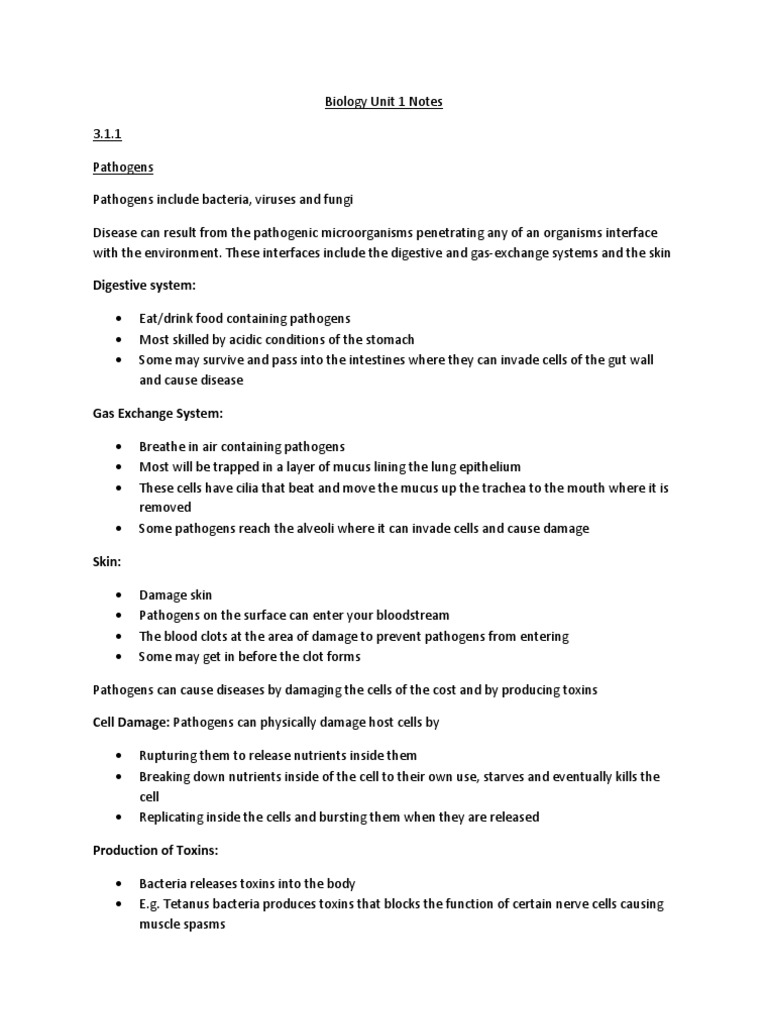 Biology Unit 1 Notes | PDF
