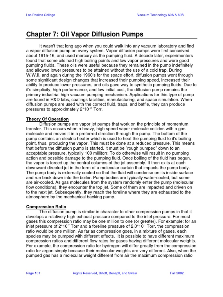 Chapter 7: Oil Vapor Diffusion Pumps: Theory of Operation | PDF ...