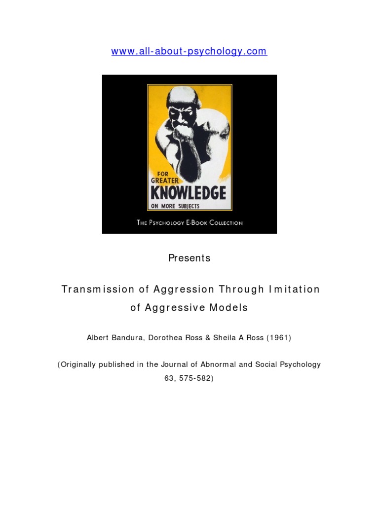 Bandura's Imitation of Aggression Study | PDF | Imitation | Aggression