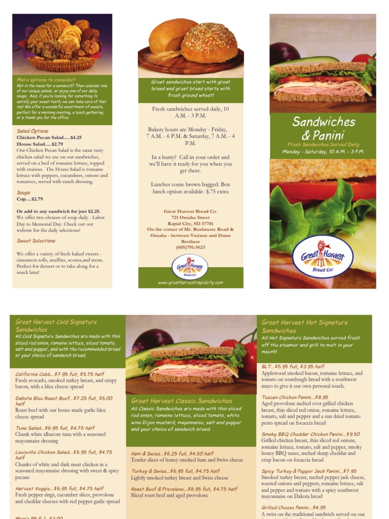 Sandwich Menu May 2013 | PDF | Bacon | Salad