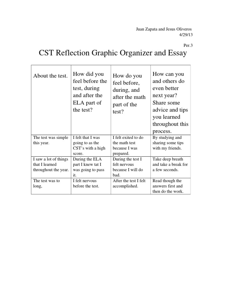 CST Reflection Graphic Organizer and Essay | PDF