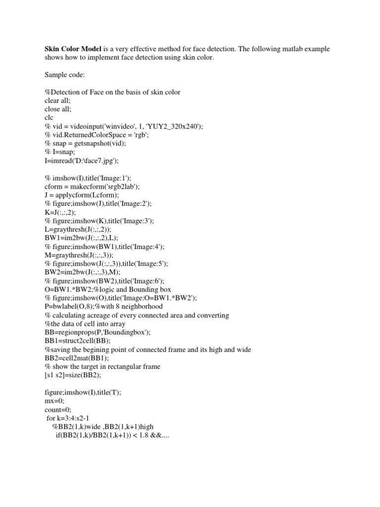 Skin Color Model Is A Very Effective Method For Face Detection | PDF ...