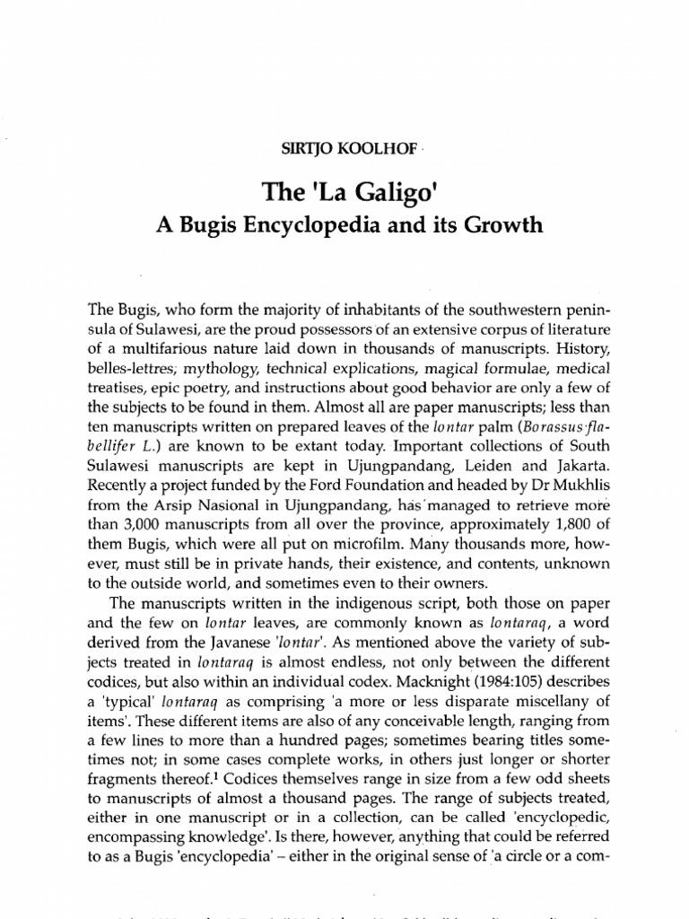 The 'La Galigo': A Bugis Encyclopedia and Its Growth | PDF | Java | Wedding
