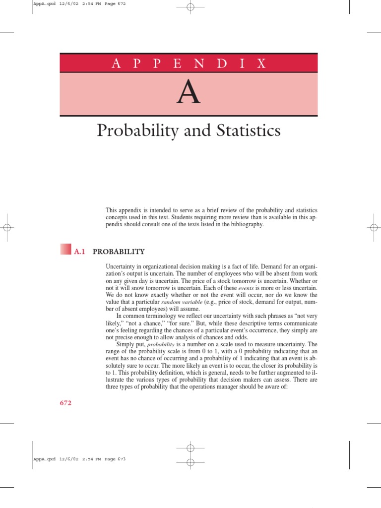 Probability and Statistics: Appendix | PDF | Mean | Normal Distribution