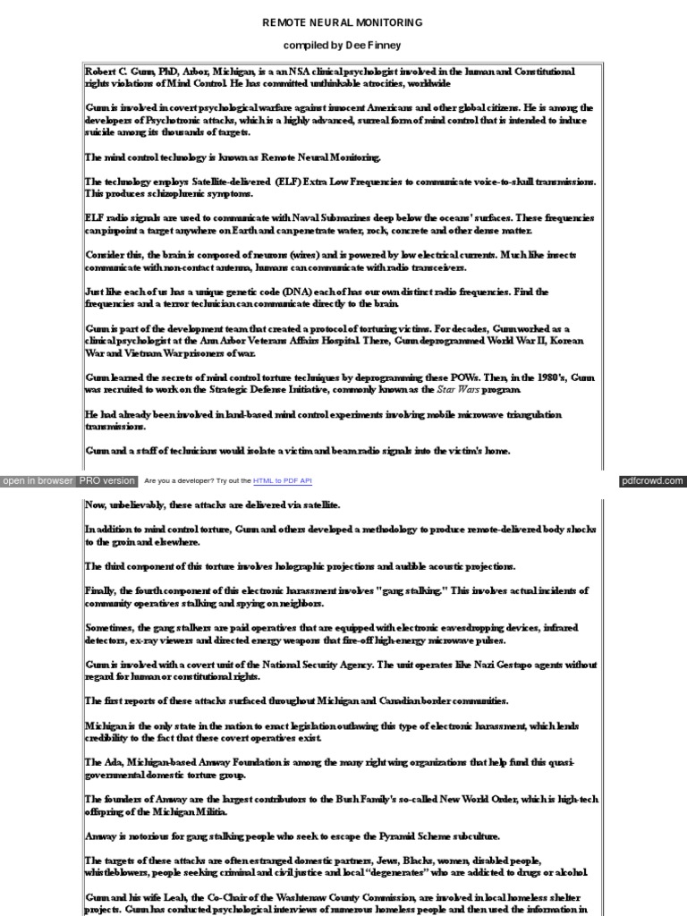 Strahlenfolter - REMOTE NEURAL MONITORING - Greatdreams - Com - RNM ...