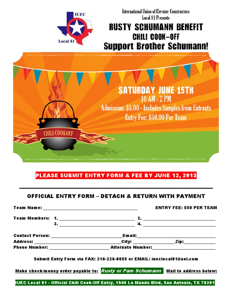 Chili Cook-Off Entry Form 2013 | PDF