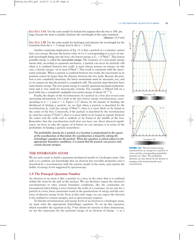 021.atkins 4e Ch01 p56 PDF | PDF | Wave Function | Energy Level
