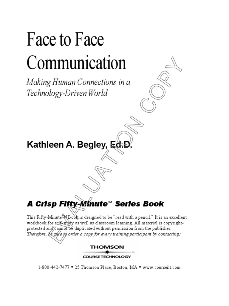 Face To Face Communication: Evaluation | PDF | Nonverbal Communication ...