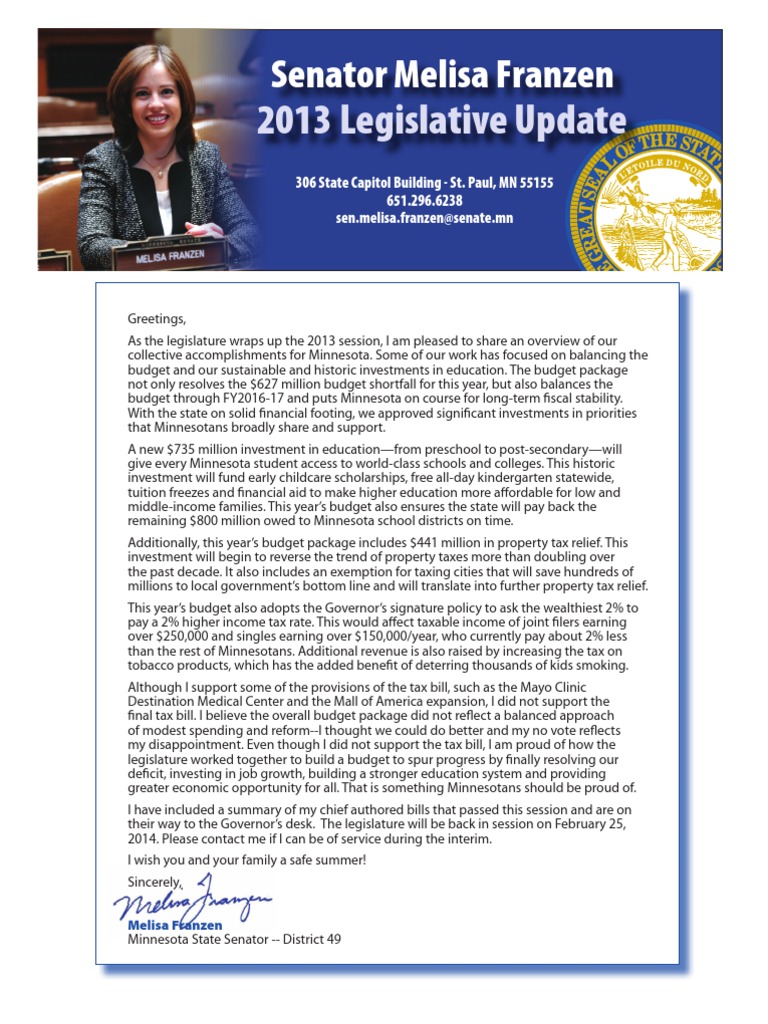 2013 Franzen Bill Update | PDF | Minnesota | Taxes