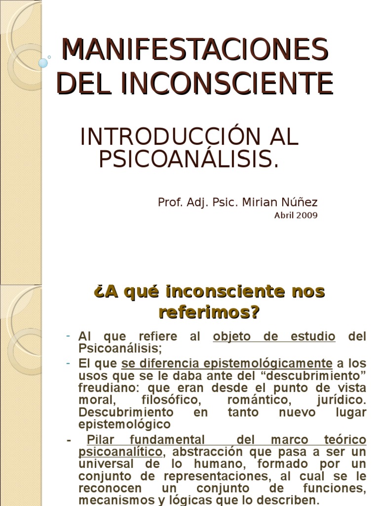 Manifestaciones Del Inconsciente Pdf Mente Inconsciente Chistes