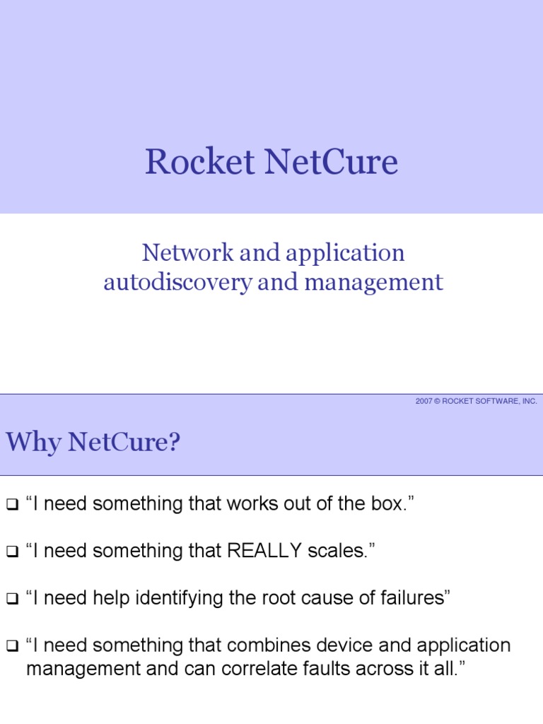 Rocket Netcure: Network and Application Autodiscovery and Management ...