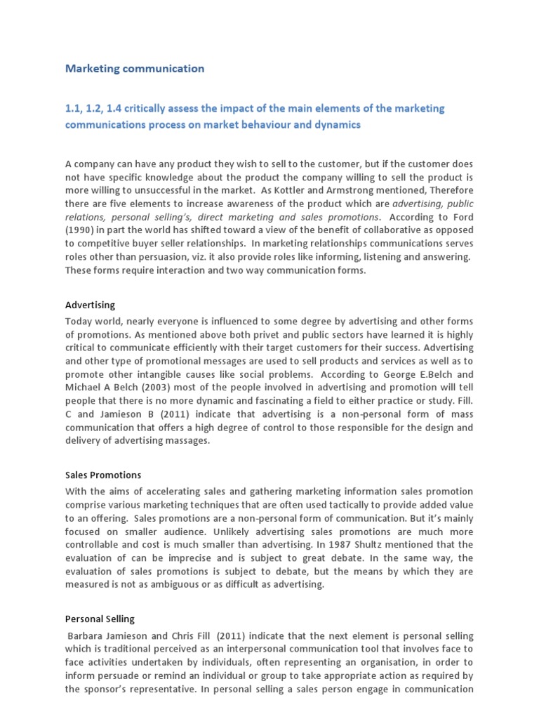 Marketing Communication | PDF | Marketing Communications | Sales