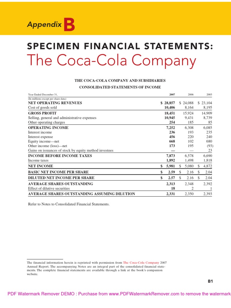 Coca-Cola Financial Statements Analysis | PDF | Employee Stock Option ...