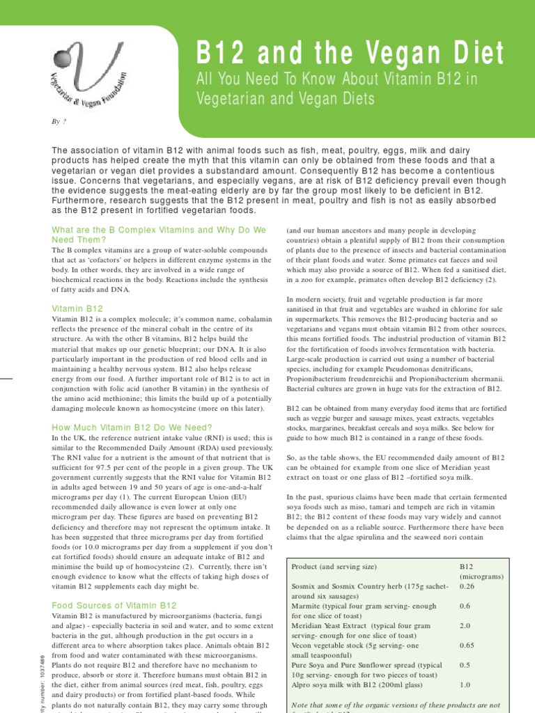 B12 and the Vegan Diet | Vitamin B12 | Veganism