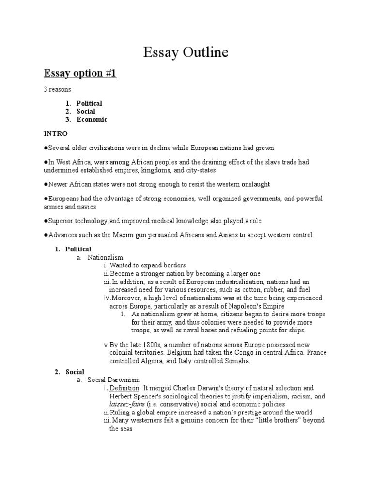 Essay Outline Imperialism | Download Free PDF | Imperialism | Colonialism
