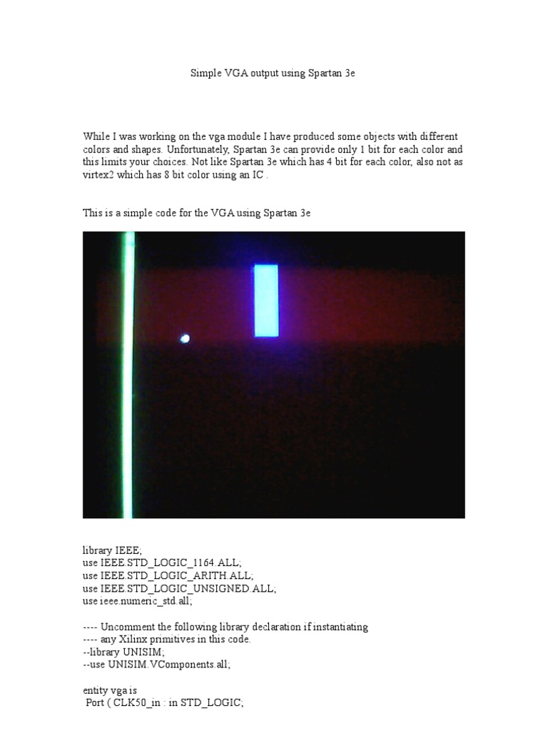 Simple Vga Vhdl Electrical Engineering 