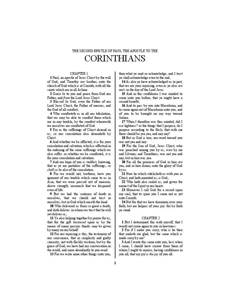 2 Corinthians | PDF | First Epistle To The Corinthians | Glory (Religion)