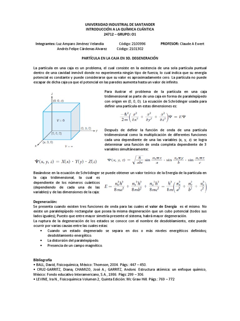 Particula en Una Caja en 3D. Degeneracion | PDF | Física moderna | Mecánica