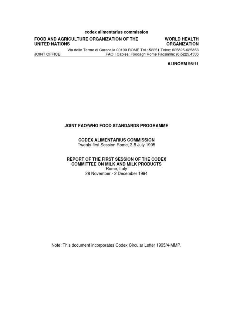 Codex Alimentarius Commission-Milk | PDF | Milk | Cheese