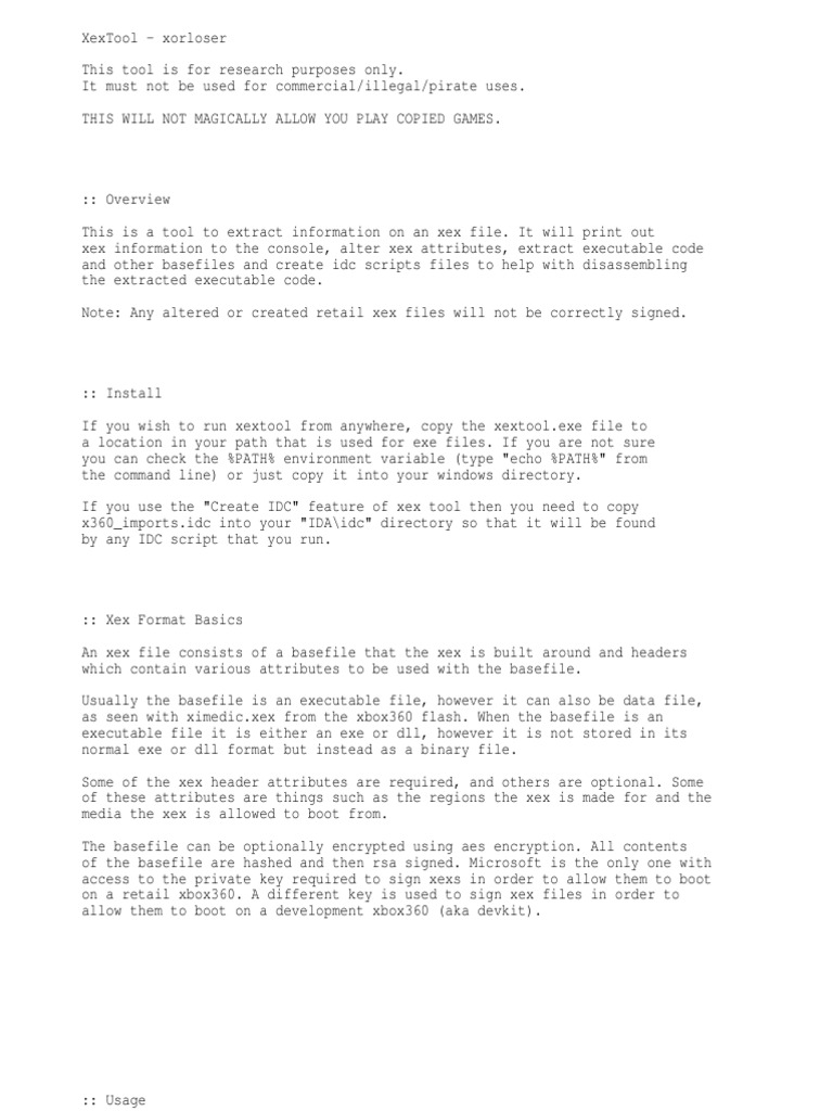 XextTool - A Guide to Extracting, Modifying, and Reinserting Code from Xbox 360 Executable (XEX ...