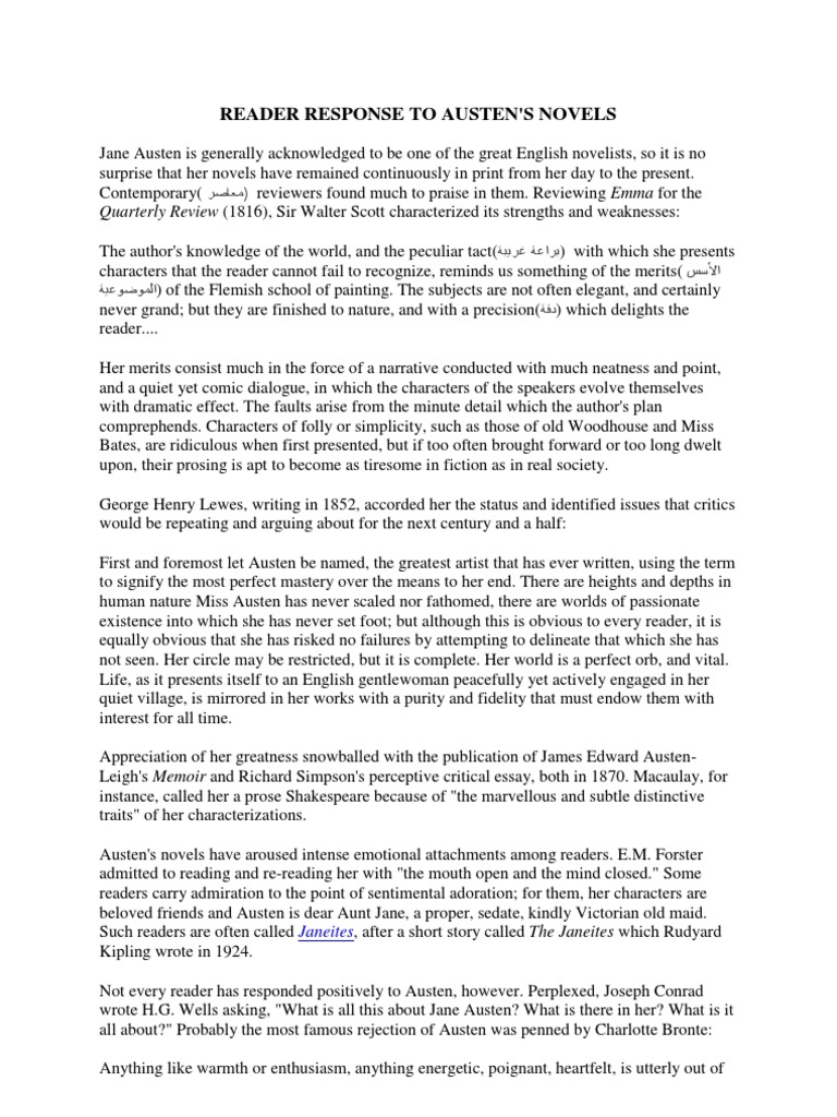 Reader Responses to Jane Austen's Novels | PDF | Emma (Novel) | Jane Austen