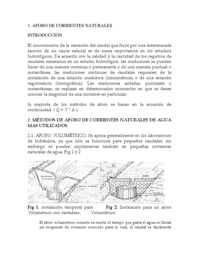 Métodos de Aforo en Corrientes Naturales | PDF | Descarga (hidrología ...