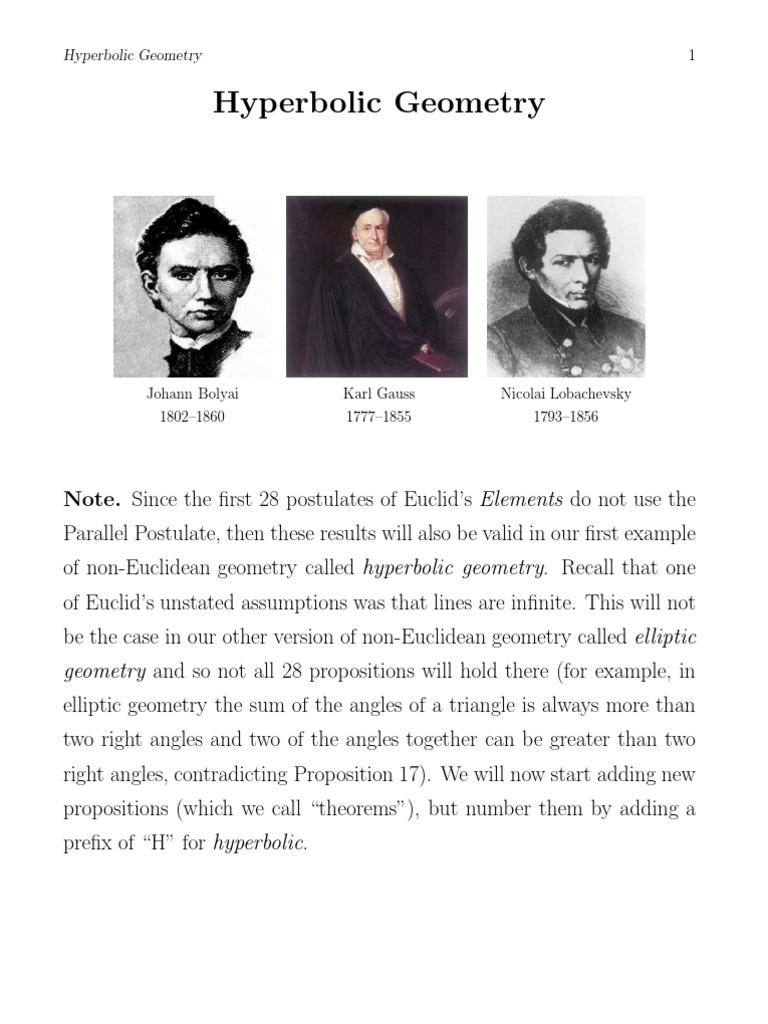 Hyperbolic Geometry | PDF | Hyperbolic Geometry | Non Euclidean Geometry