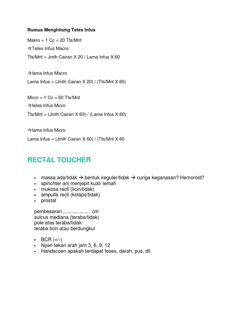 Rumus Menghitung Tetes Infus | PDF