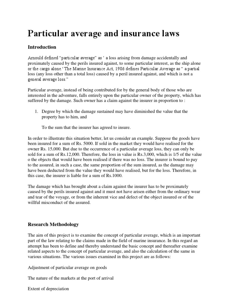 Particular Average and Insurance Laws | PDF | Insurance | Industries