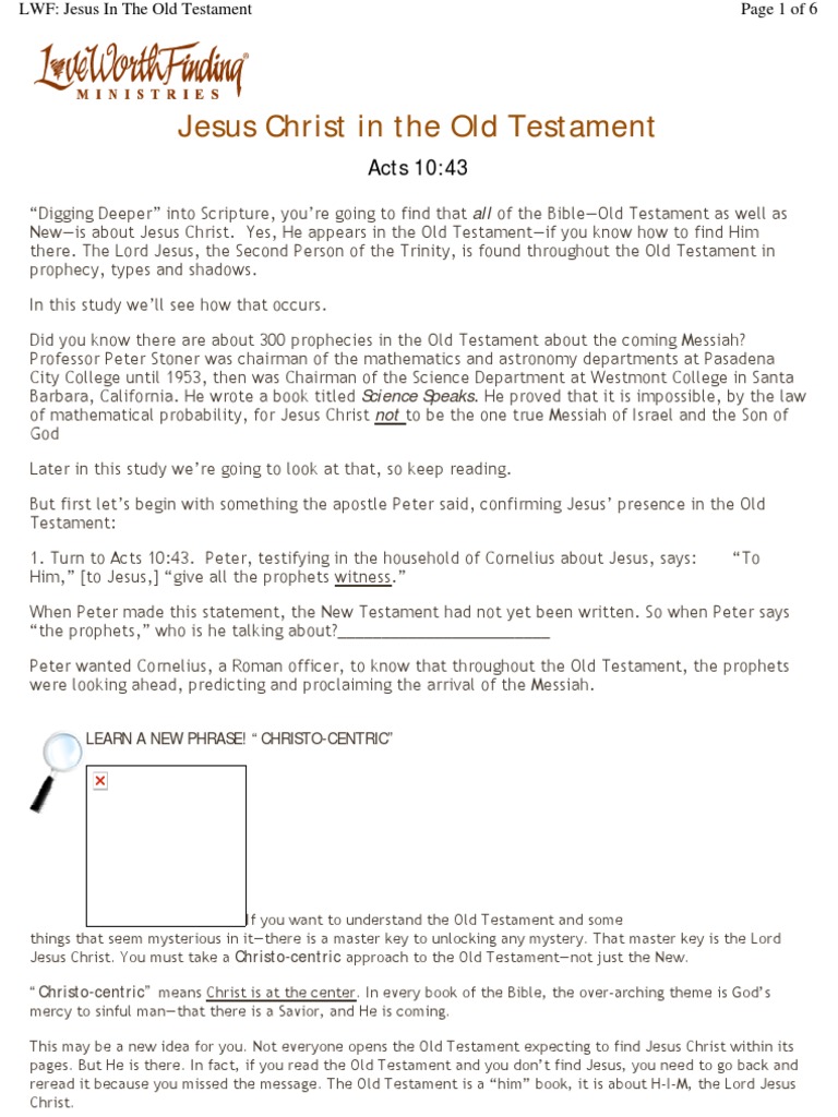 Jesus in The Old Testament | PDF | John The Baptist | Christianity