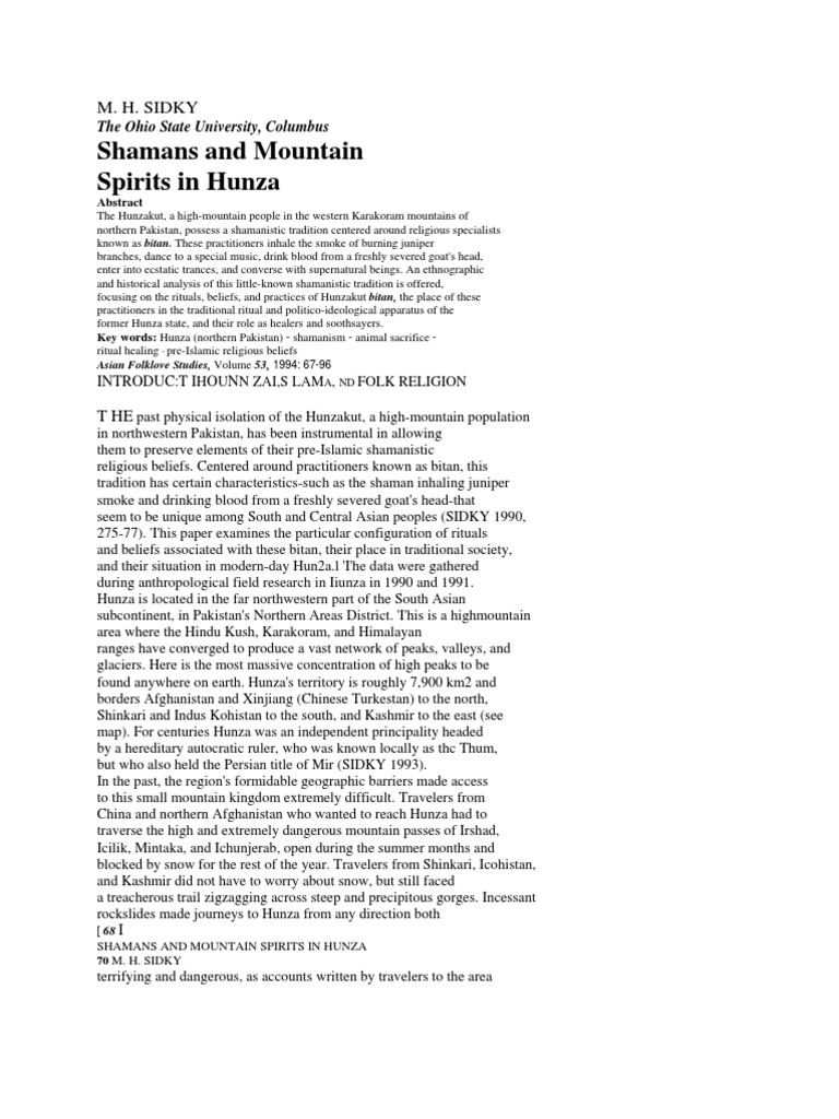Shamanism and Rituals in Hunza Culture | PDF | History