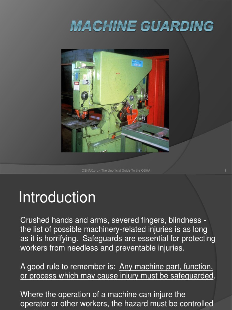 Machine Guarding | PDF | Occupational Safety And Health Administration ...