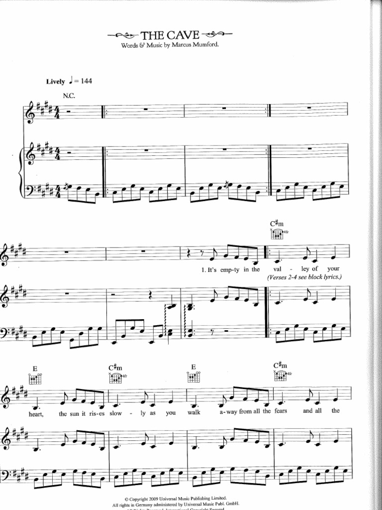 The Cave-Mumford and Sons-Piano Sheet Music | PDF | Entertainment (General)