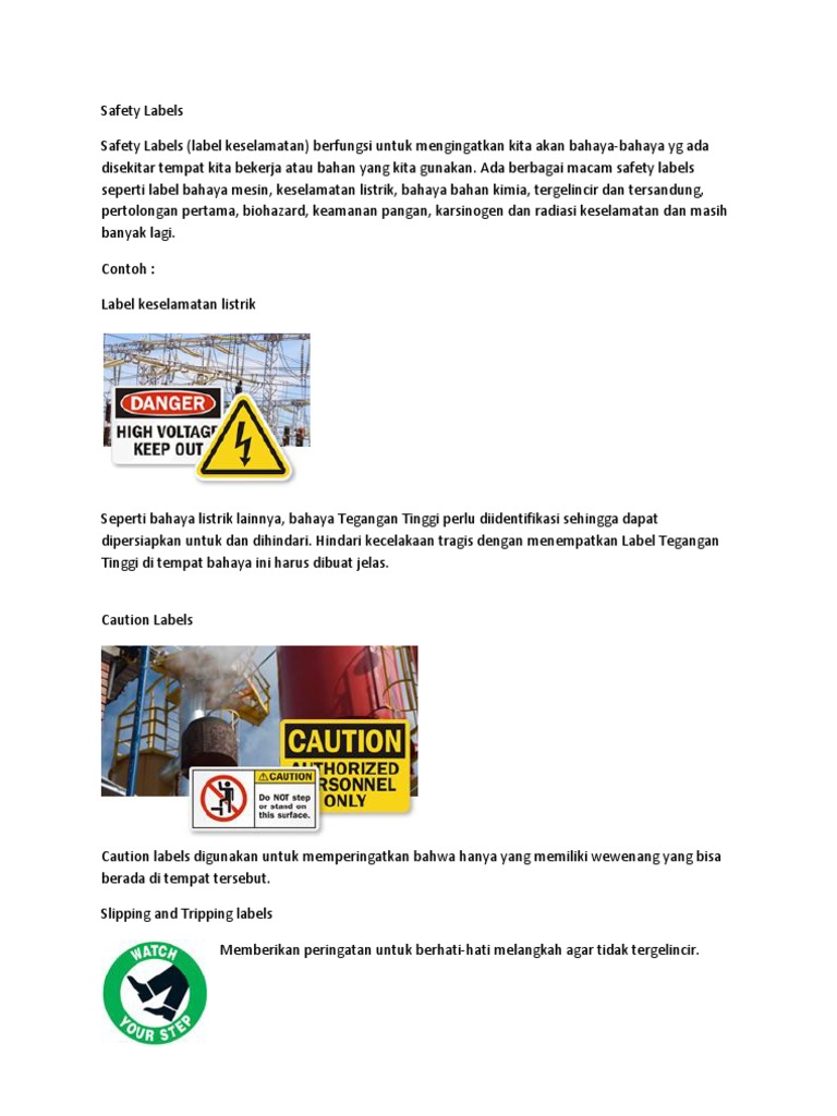 Safety Labels | PDF